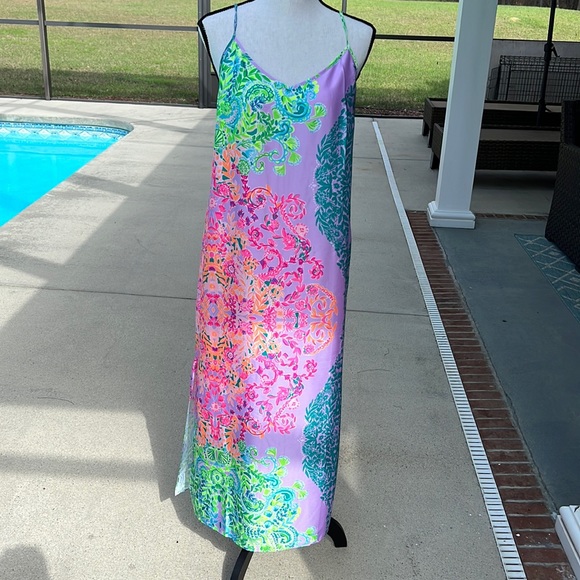 Lilly Pulitzer | Dresses | Lilly Pulitzer Bellalyn Satin Midi Slip ...